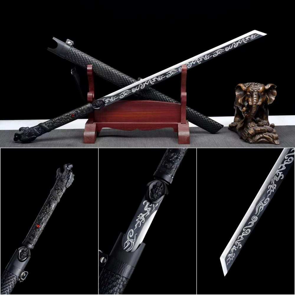 Dragon Soul Sword Handmade Real Sword With Black Sheath – LEOEON