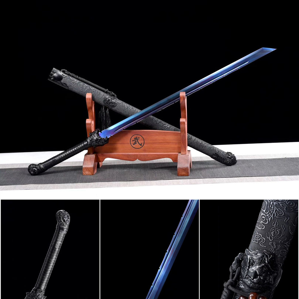 Handmade Manganese Steel Real Sword With Black Sheath – LEOEON