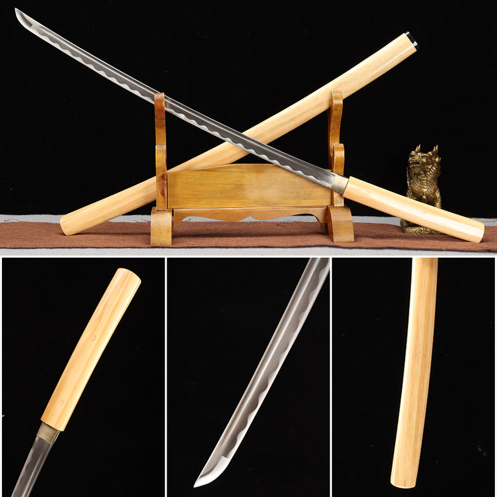 Handmade High Carbon Steel Full Tang Real Japanese Katana With Yellow ...