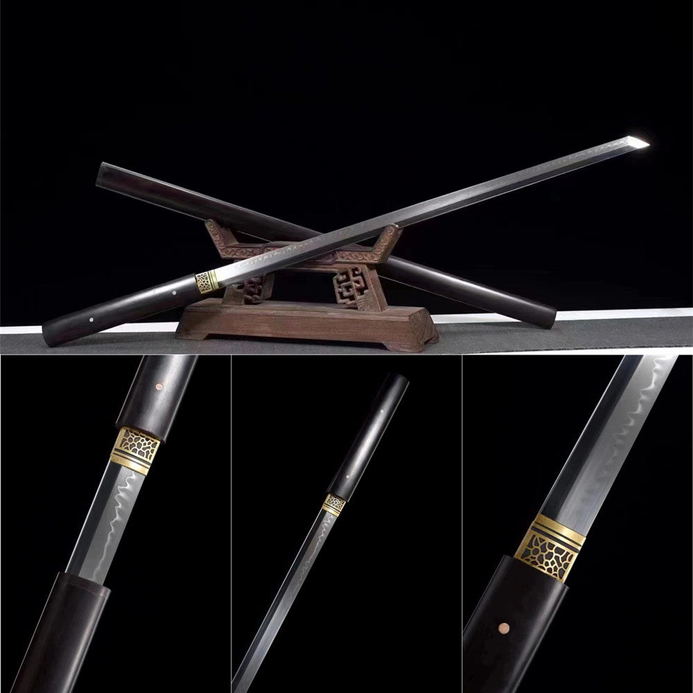 Handmade T10 Steel Full Tang Real Japanese Katana With Rosewood Sheath ...
