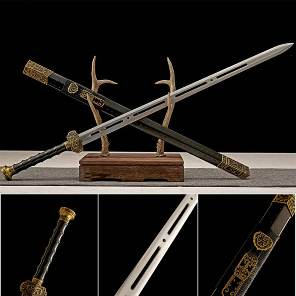 Handmade High Carbon Steel Real Sword With Black Sheath – LEOEON