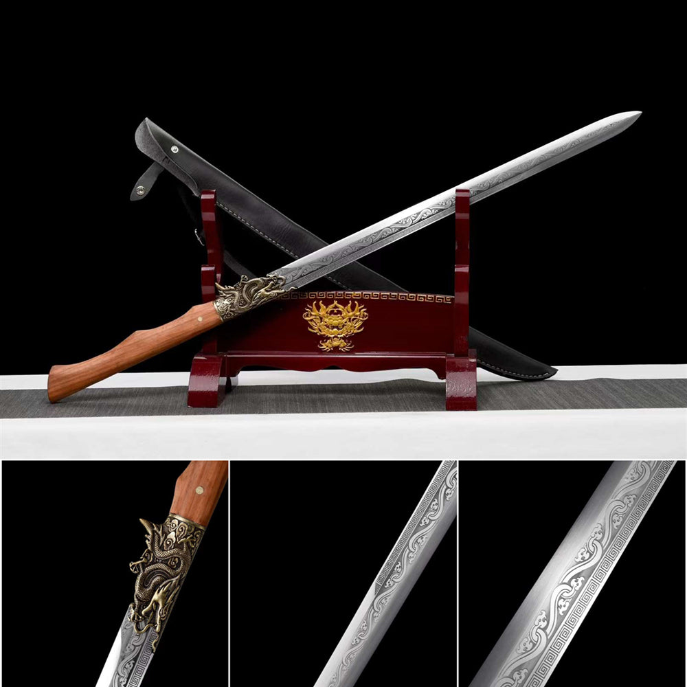 Handmade Manganese Steel Real Sword With Black Sheath – LEOEON