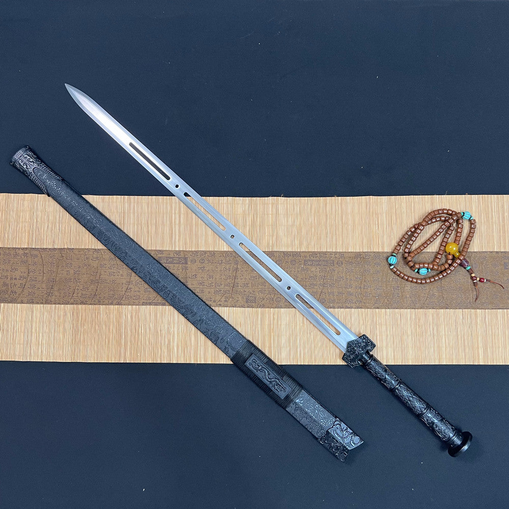 Handmade High Carbon Steel Real Sword With Black Sheath – LEOEON