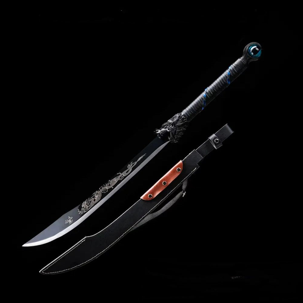 God Dragon Battle Sword Handmade Black Sheath – LEOEON